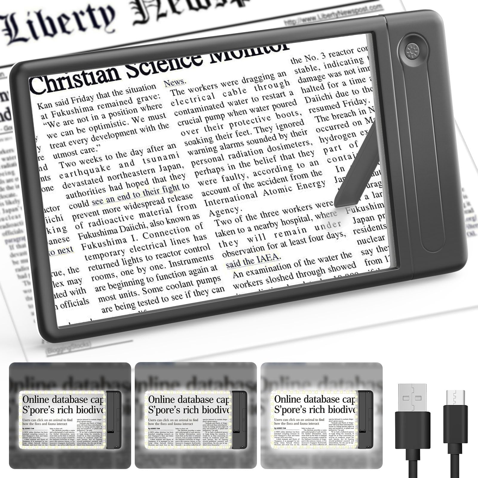 MoKo Lighted Magnifying Glass, 5X Large Full Page LED Magnifier for ...