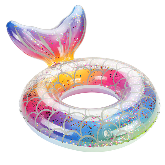 MoKo Mermaid Pool Floats for Kids & Adults, Inflatable Swimming Ring ...