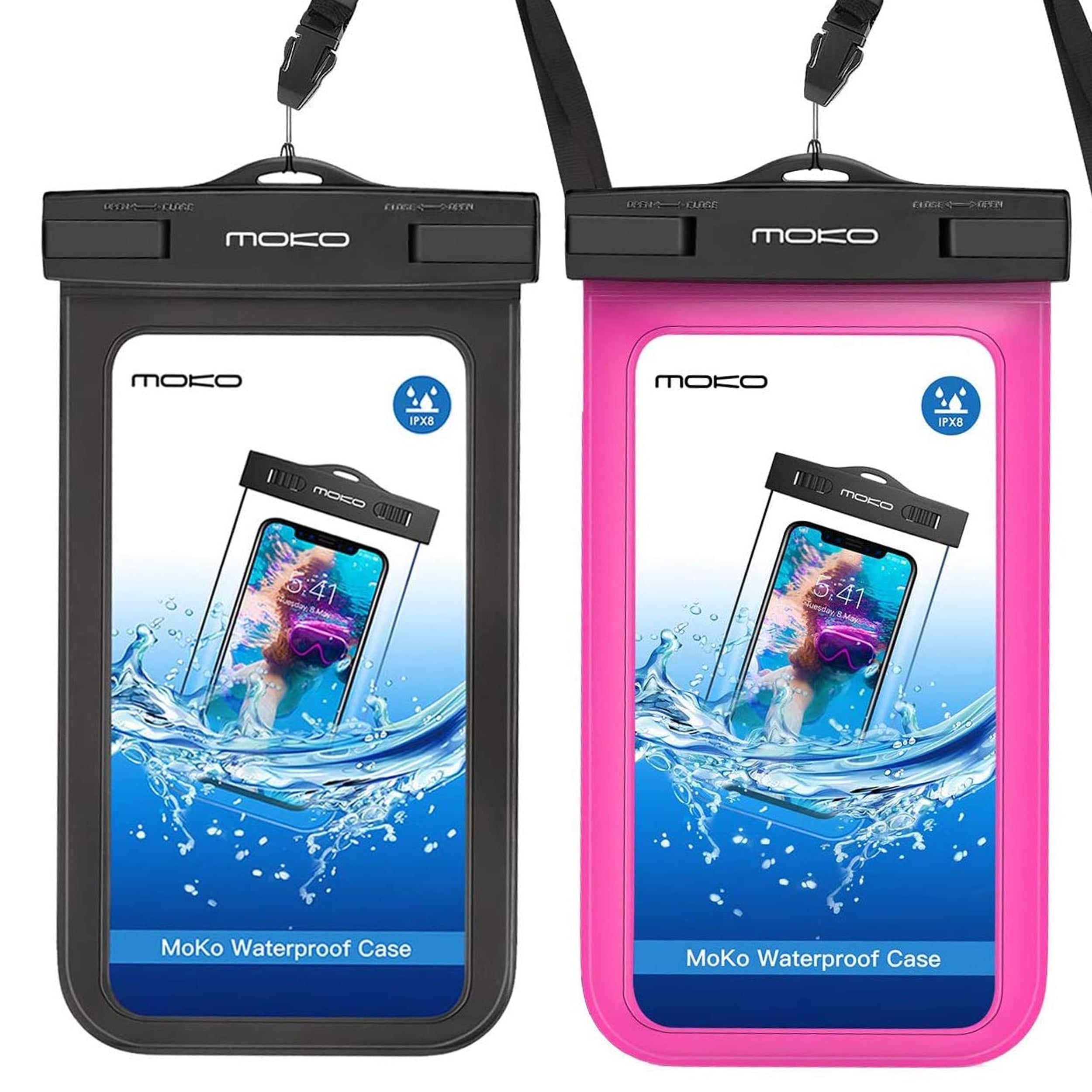 MoKo Waterproof Phone Pouch with Lanyard Armband, IPX8 Underwater Cell ...