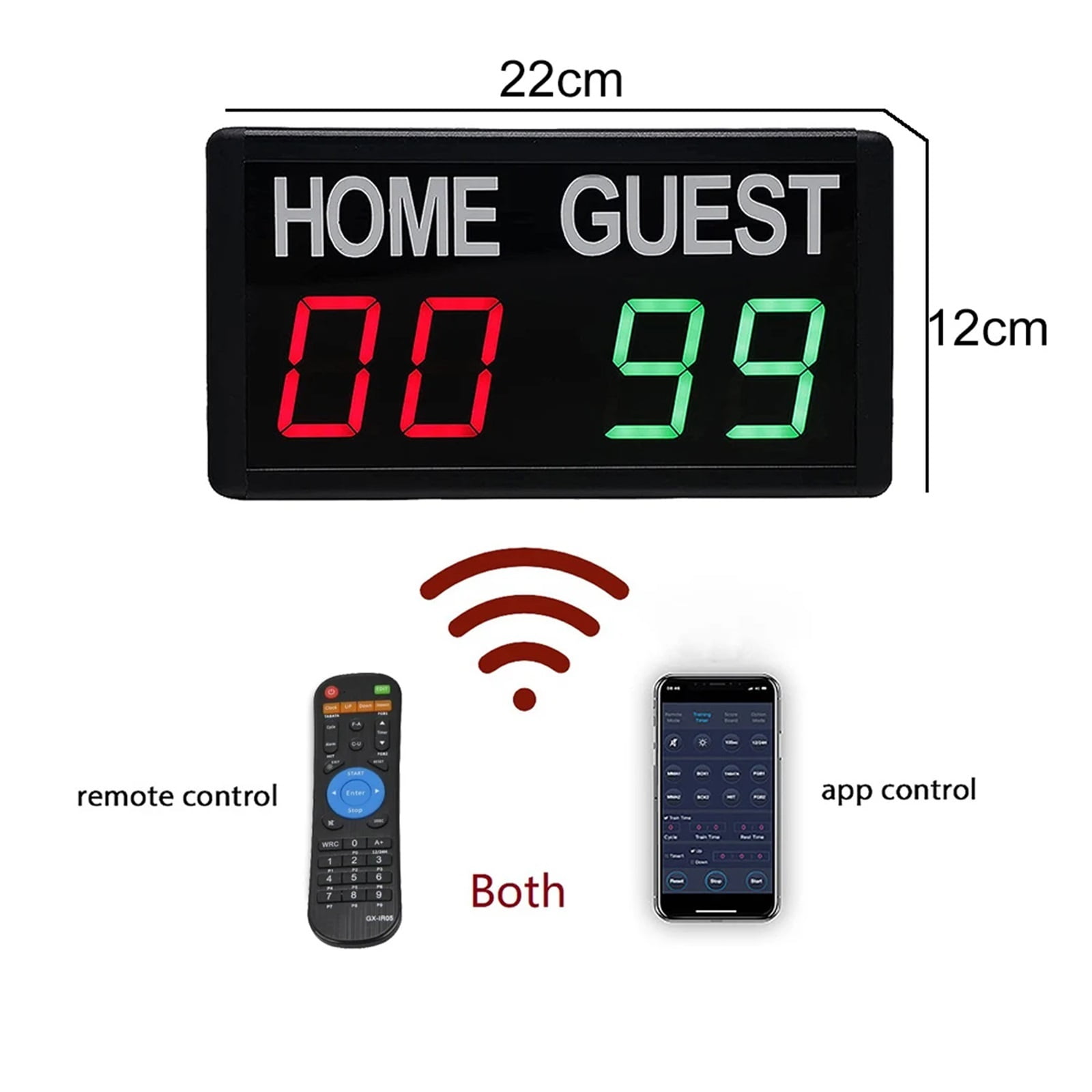 MoMo Wireless LED Scoreboard Display, Tabletop, Futsal Counter ...