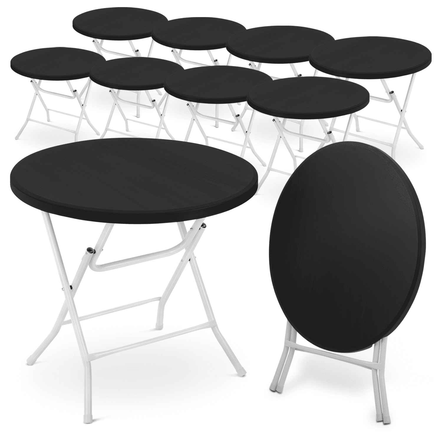 MoNiBloom 10-Piece 2.6Ft Round Folding Table, Portable Plastic, Indoor ...