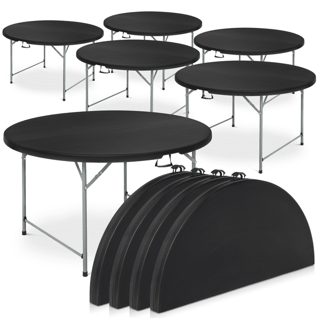 MoNiBloom 10 Pieces 5Ft Round Plastic Folding Table, Heavy Duty Indoor ...