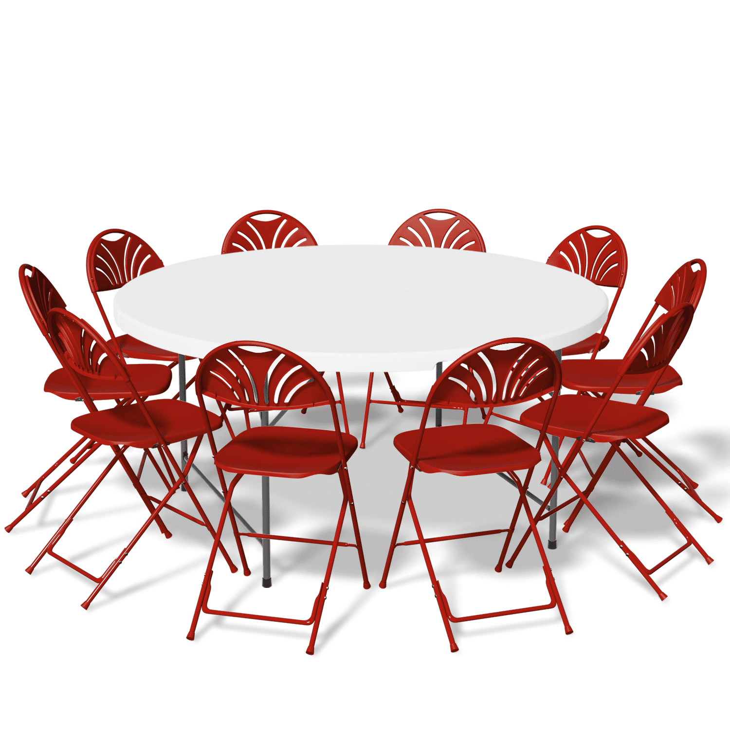 MoNiBloom 11-Piece Indoor Folding Dining Table with 10 Red Chairs Set ...