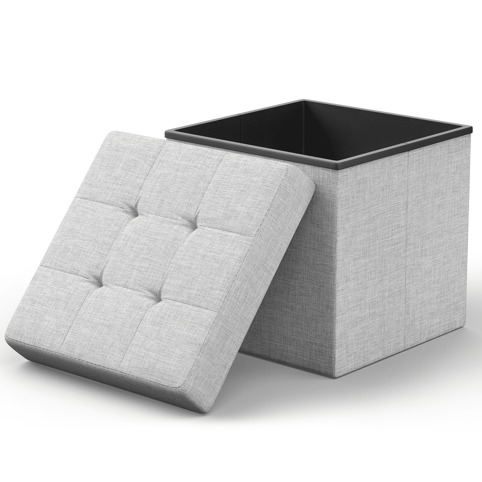 MoNiBloom 15" Cube Collapsible Ottoman with Storage, Cotton-linen ...