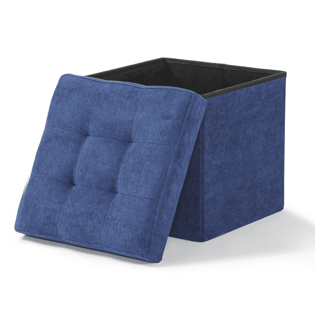 MoNiBloom 15" Cube Collapsible Ottoman with Storage, Cotton-linen ...