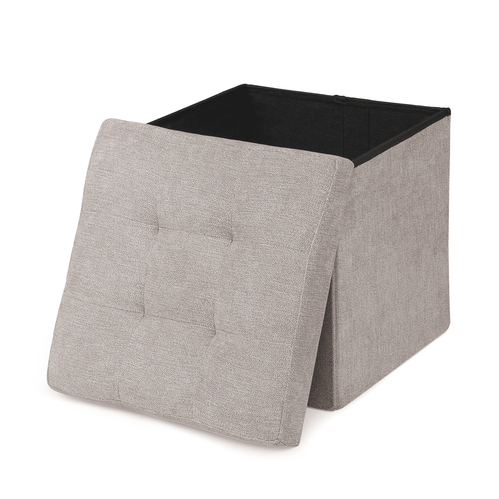 MoNiBloom 15" Cube Collapsible Ottoman with Storage, Cotton-linen ...