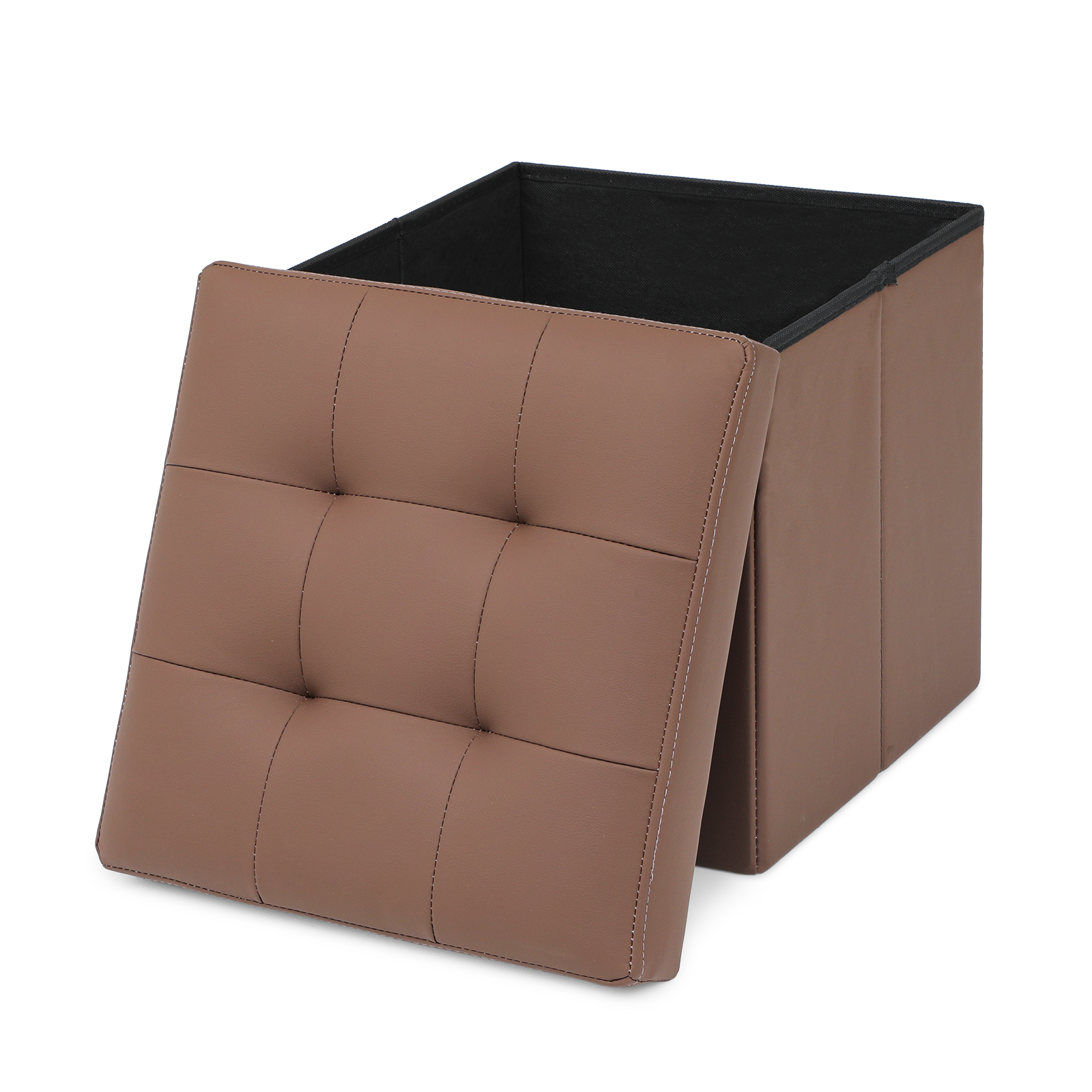 MoNiBloom 15" Cube Collapsible Ottoman with Storage, PU Leather Storage ...