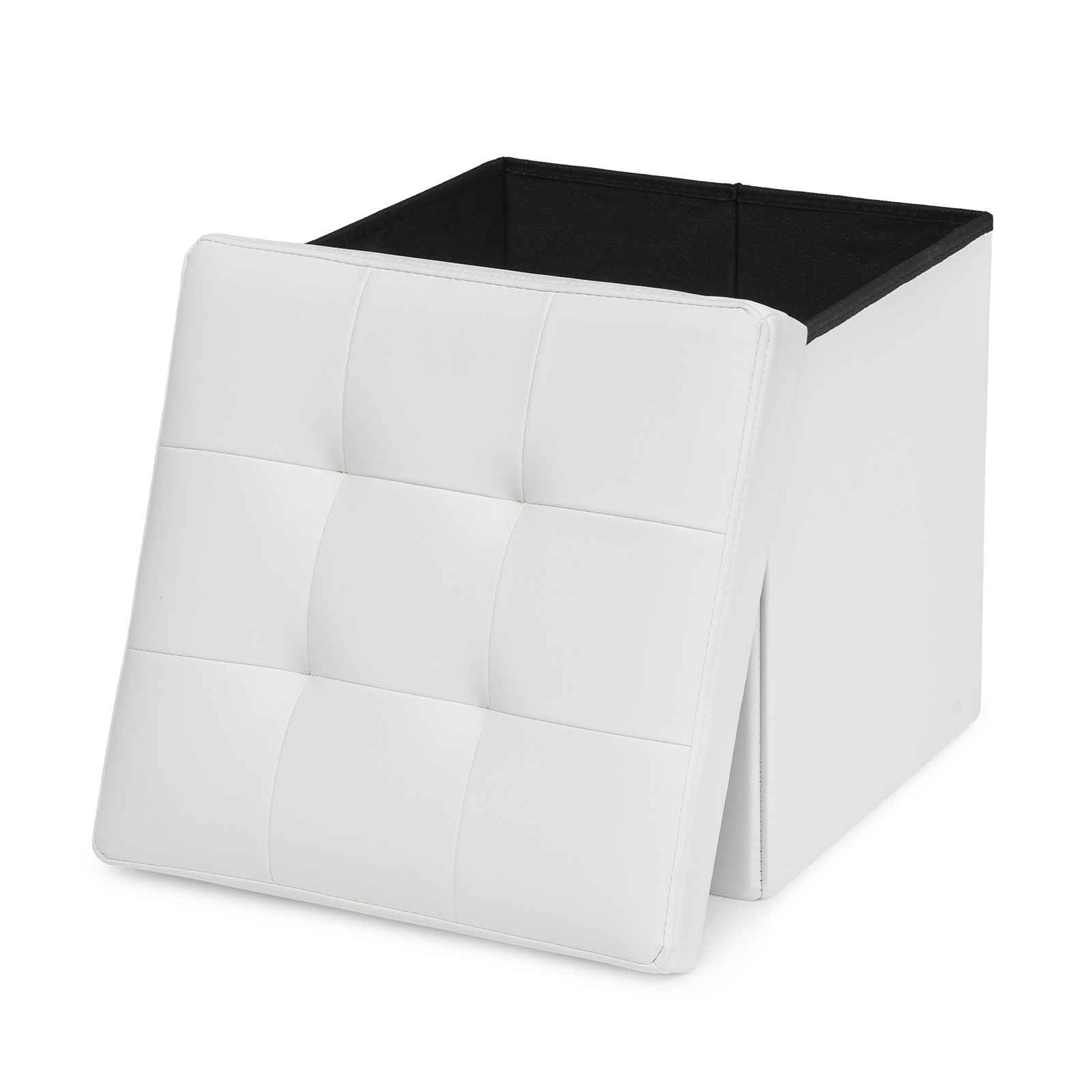 MoNiBloom 15" Cube Collapsible Ottoman with Storage, PU Leather Storage ...