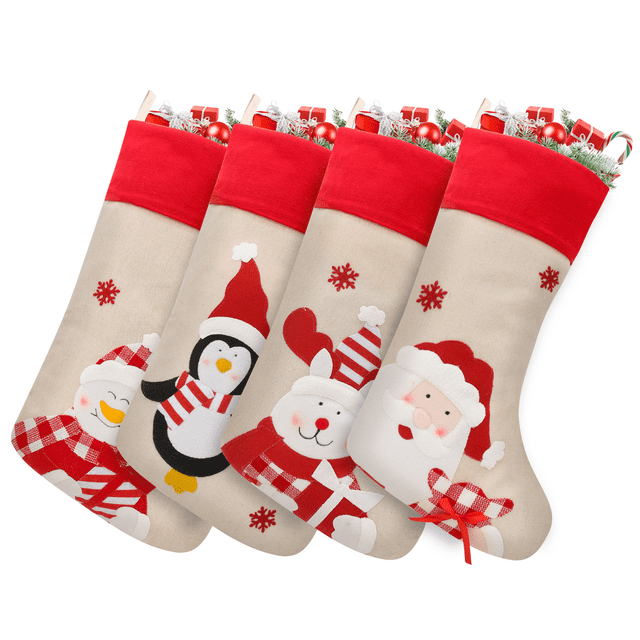 MoNiBloom 19" - Festive Family Christmas Stockings, Set of 4, Classic ...