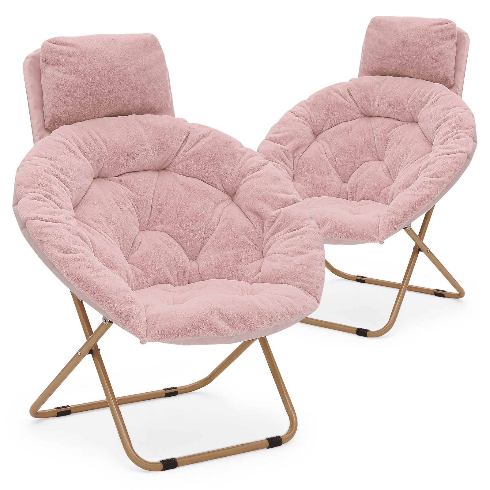 Free Shipping! MoNiBloom 2 Pieces Saucer Chairs with Pillow, Faux Fur ...