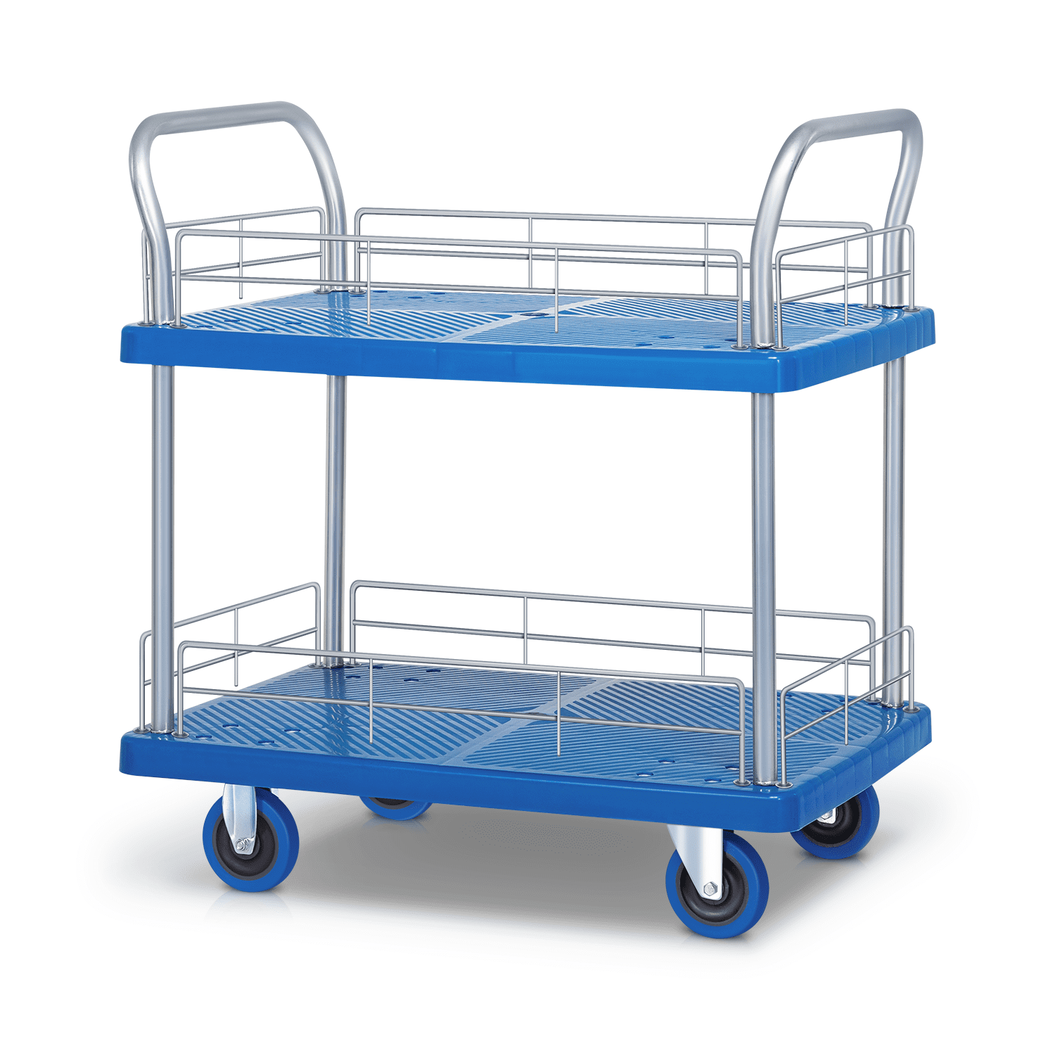 MoNiBloom 2 Tier Utility Cart with Handle Bar Rolling Platform Trolley ...