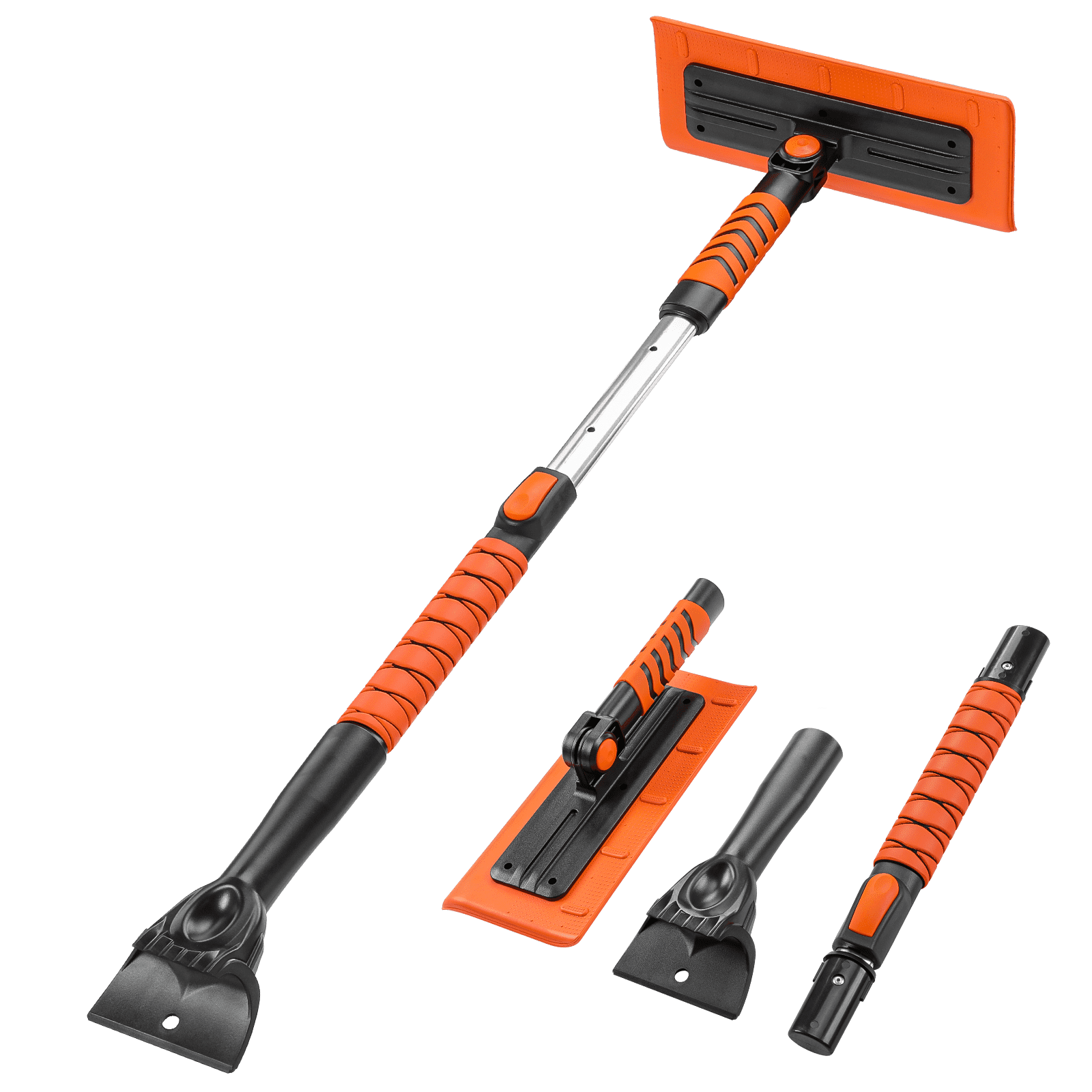 MoNiBloom 2 in 1 Telescoping Snow Broom + Ice Scraper, Car Windshield ...