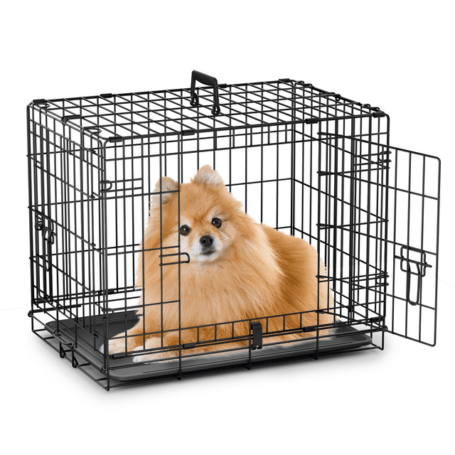 MoNiBloom 24" Metal Small Dog Crate Double-Door w/Slide-out Tray ...