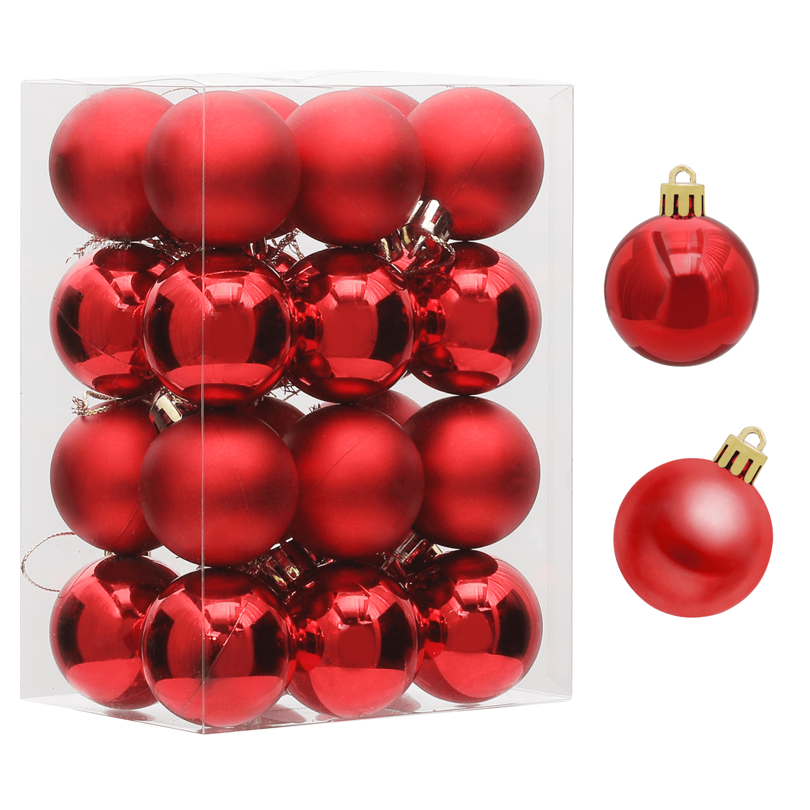 MoNiBloom 24pcs Christmas Tree Balls with Rope, Mini 1.5" Shiny Balls ...