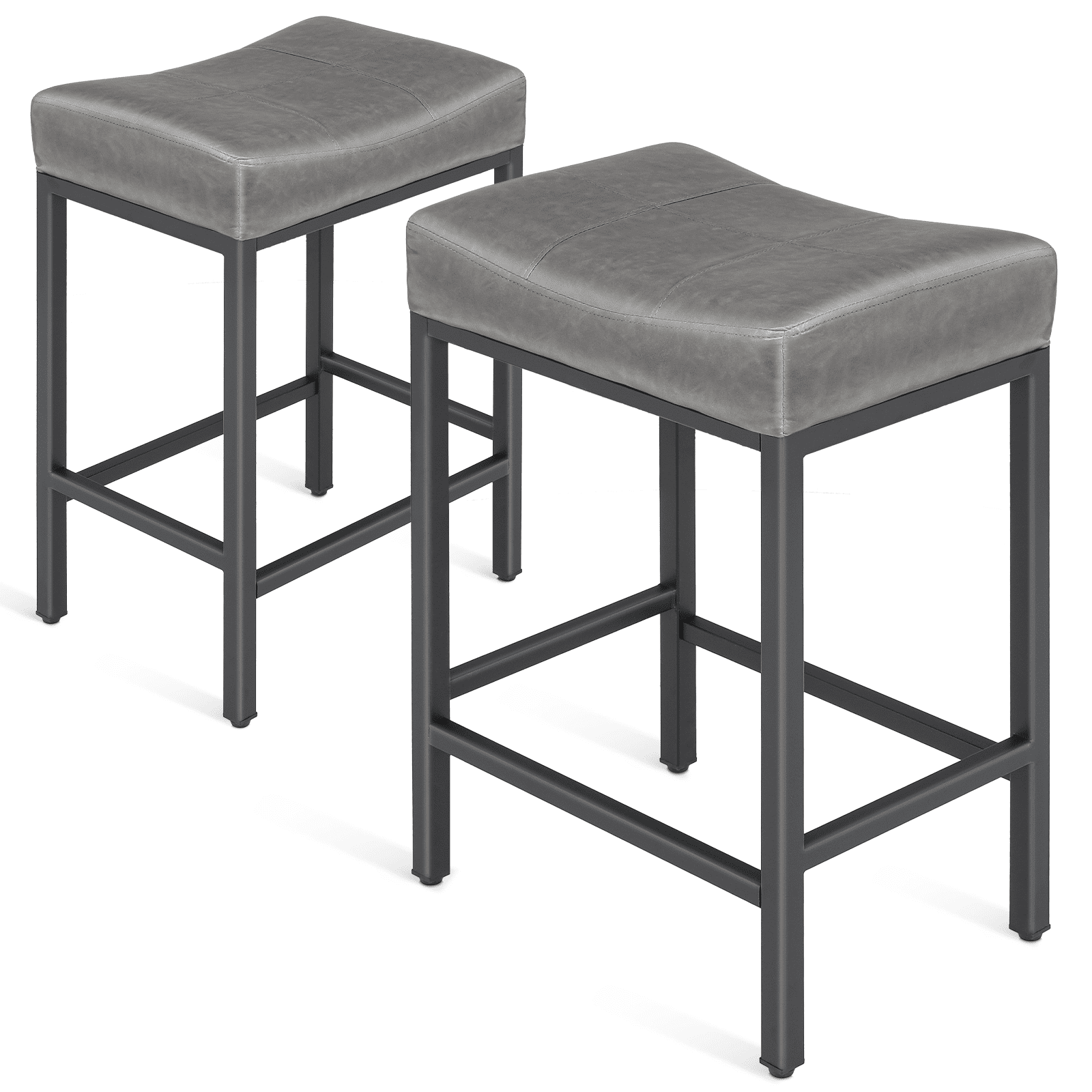 MoNiBloom 26.5" Backless Counter Bar Stool Set of 2, PU Leather ...
