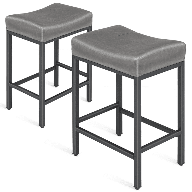 MoNiBloom 26.5" Backless Counter Bar Stool Set of 2, PU Leather ...