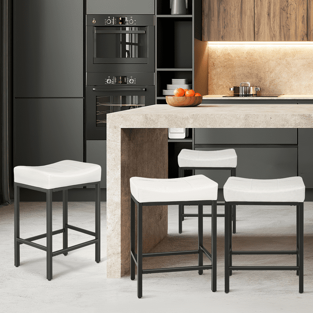 MoNiBloom 26.5" Backless Counter Bar Stool Set of 4, PU Leather ...