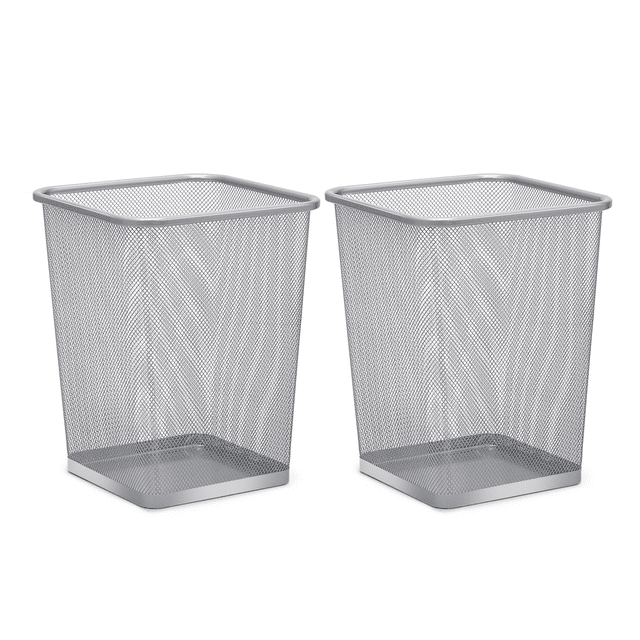 MoNiBloom 2pcs 5 Gallon Mesh Waste Paper Basket, Rectangle Iron Trash ...