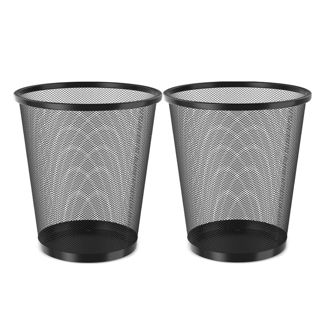 MoNiBloom 2pcs 5 Gallon Open Top Waste Paper Basket, Iron Round Wire ...