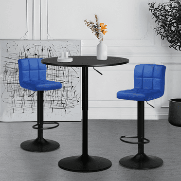 3-Piece Counter High Bar Table Set with Socket and 2 Fabric Padded Bar ...