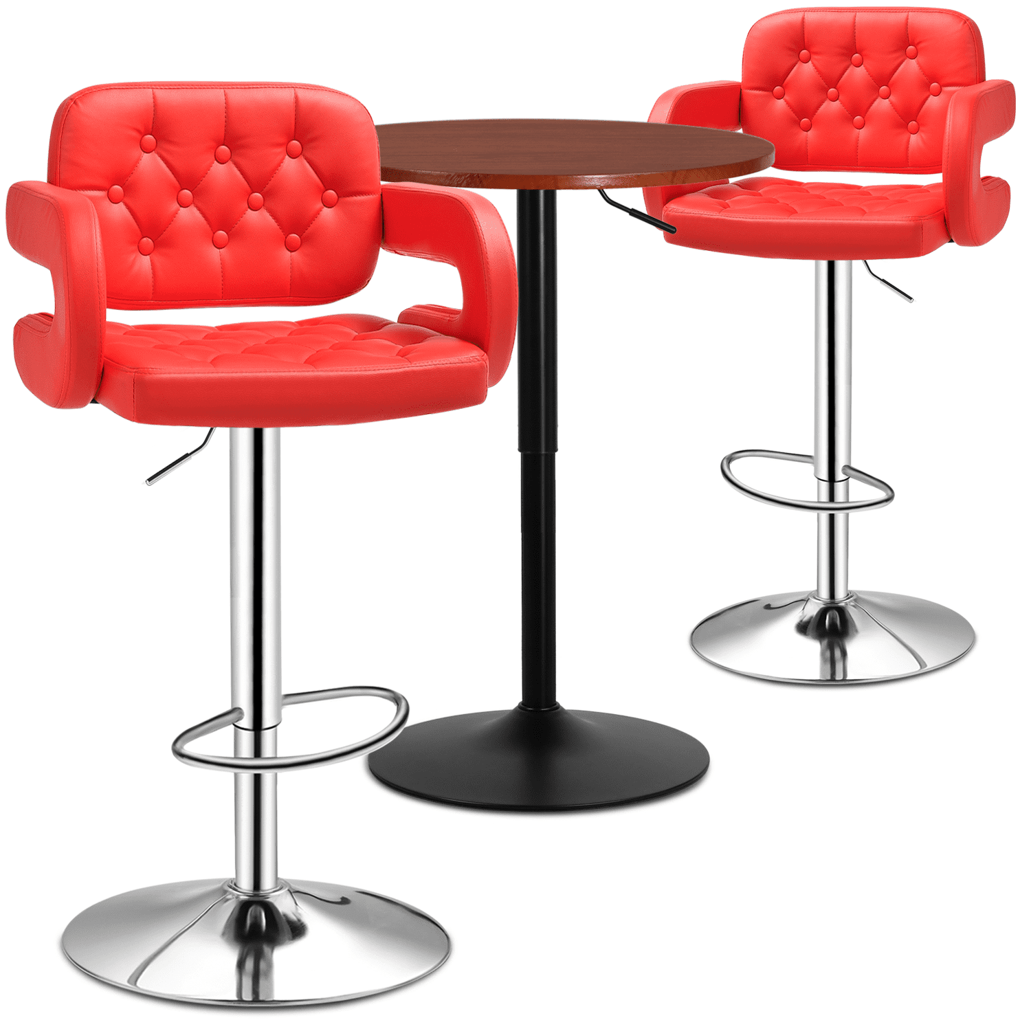 MoNiBloom 3 Piece Bar Table and Chair Set, 23.5" Cocktail Tables and PU ...