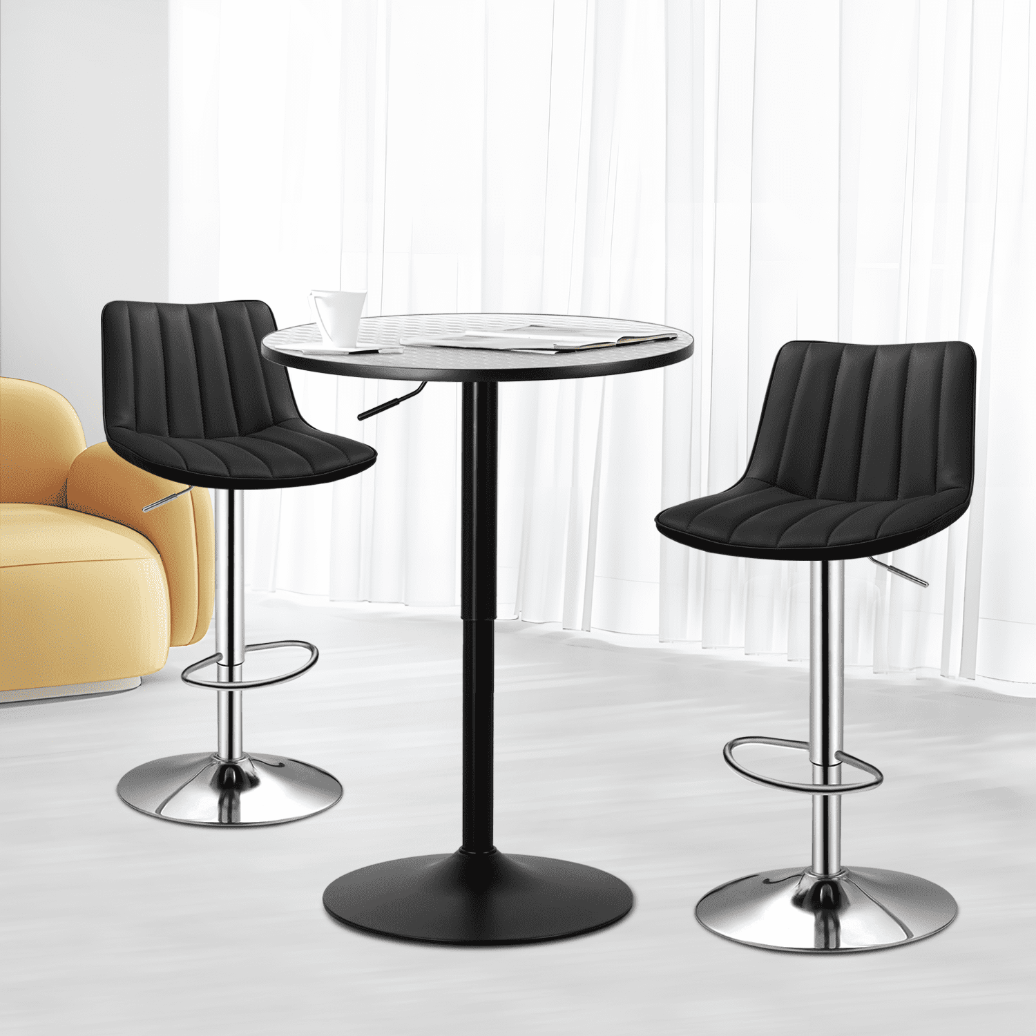MoNiBloom 3 Piece Bar Table and Chair Set, 23.5" Pub Round Table and ...