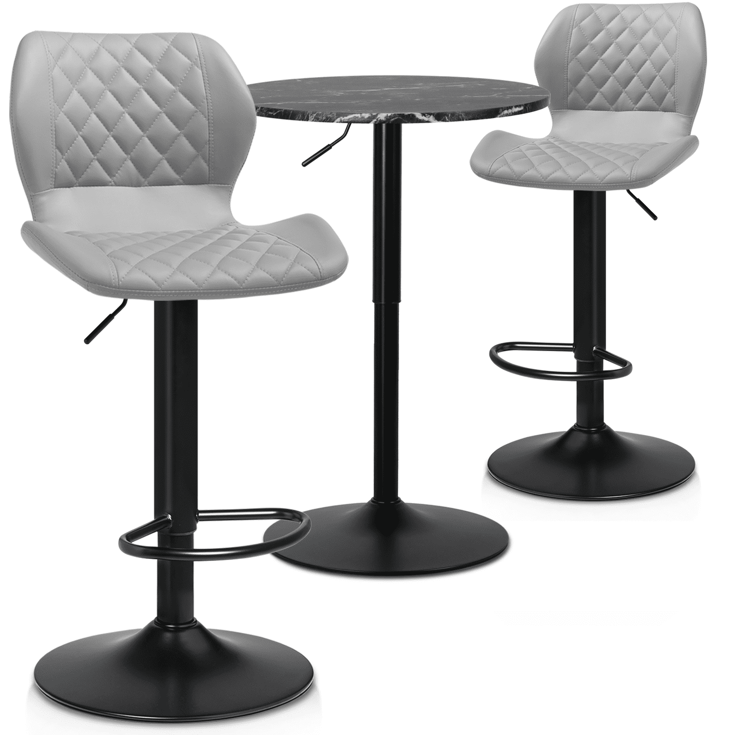 MoNiBloom 3 Piece Bar Table and Chair Set, 23.5" Round Bar Table and ...