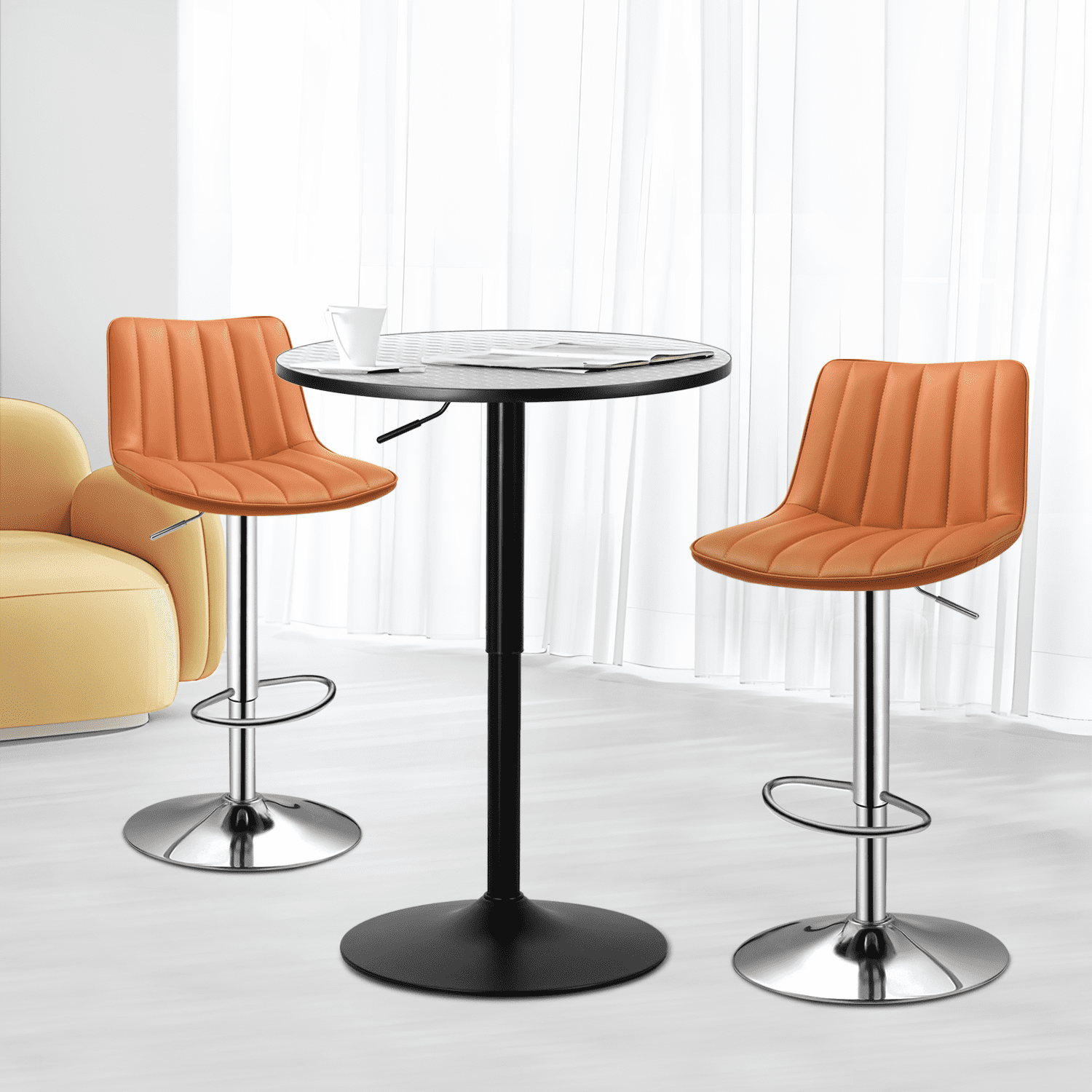 MoNiBloom 3 Piece Bar Table and Chair Set, 23.5" Round Bar Table and ...