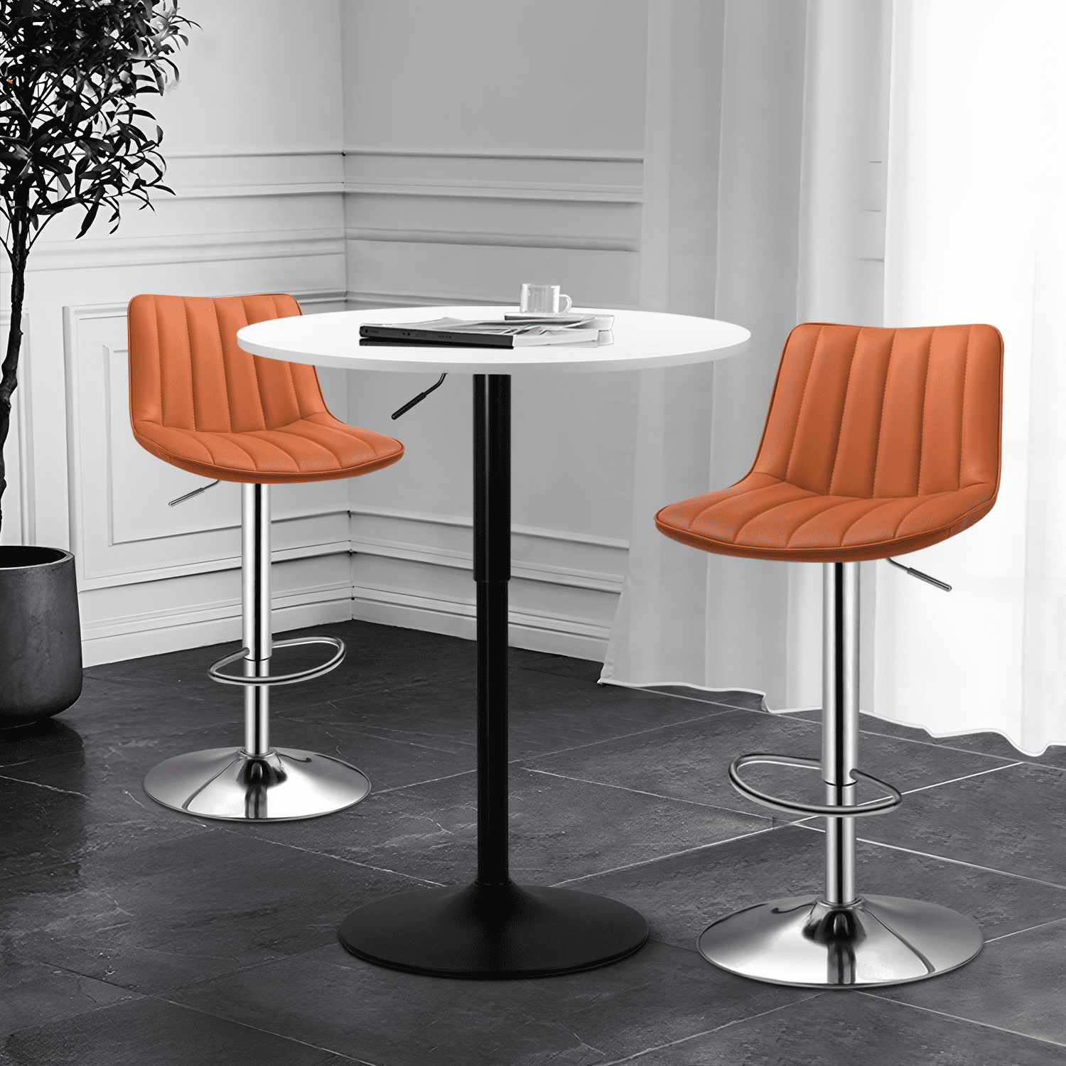 MoNiBloom 3 Piece Bar Table and Chair Set, 31.5" Adjustable Round ...