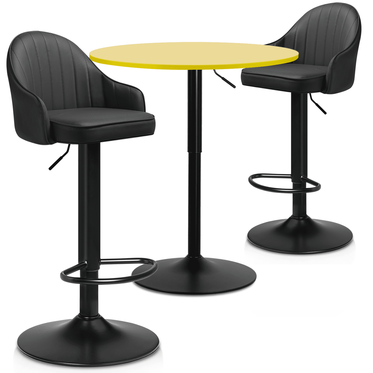 MoNiBloom 3 Piece Bar Table and Chair Set, Round Cocktail 31.5 ...