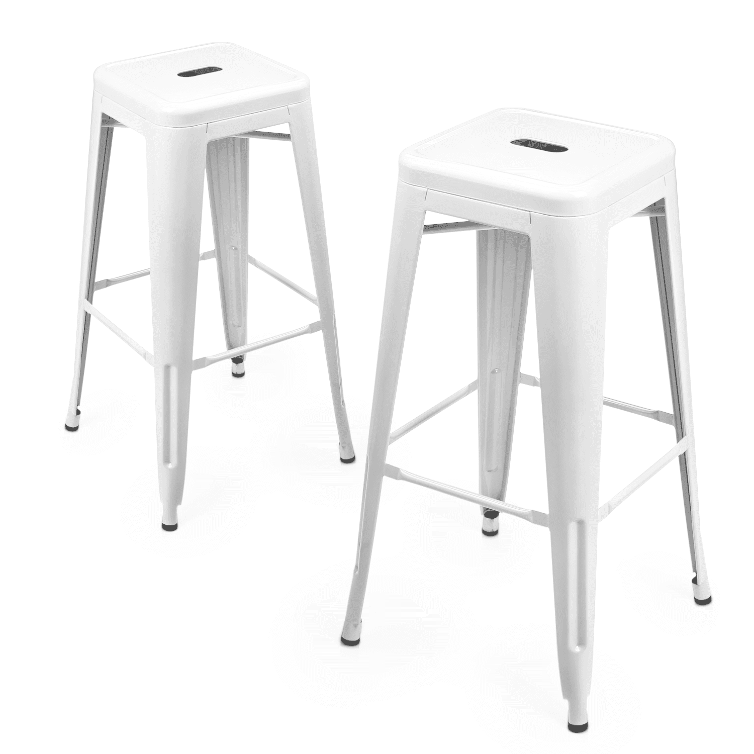 MoNiBloom 30" Stackable Metal Bar Stools Set of 2, Square Counter Seat ...