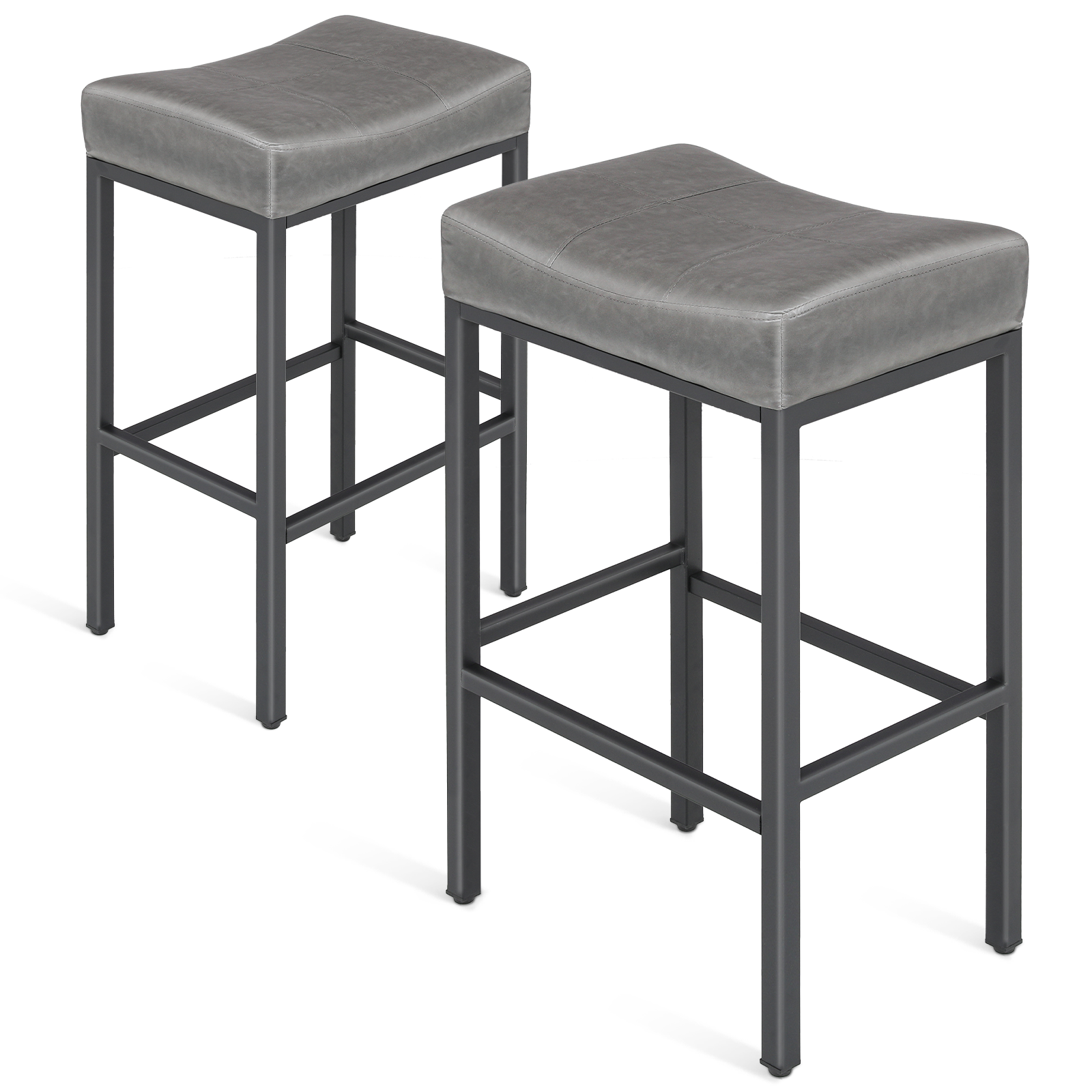MoNiBloom 31.5" Backless Counter Bar Stool Set of 2, PU Leather ...