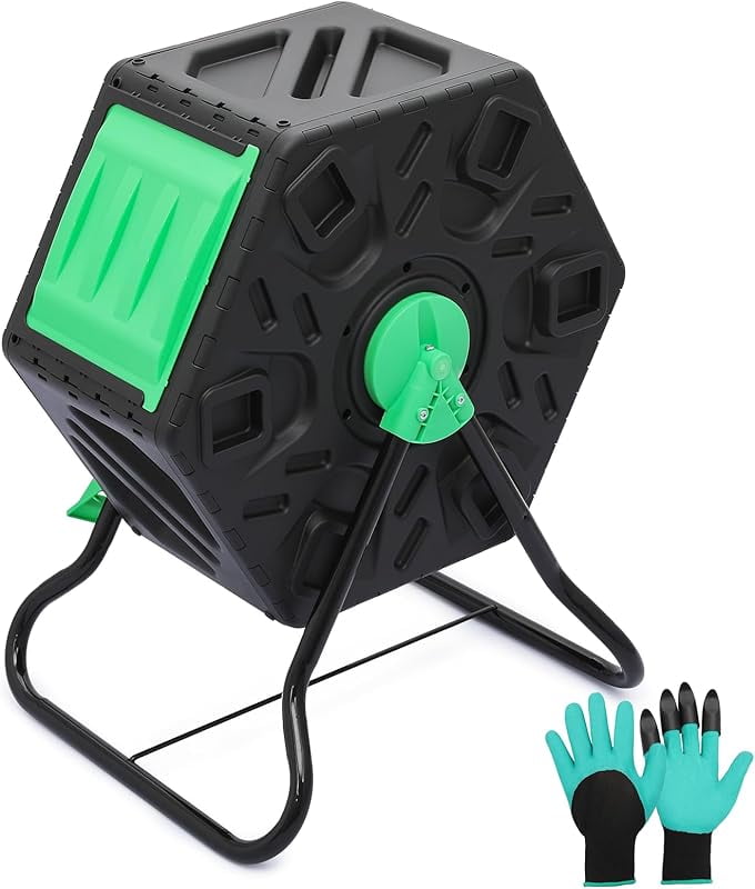 MoNiBloom 34 Gallon Compost Bins Outdoor Dual Chamber Composter Tumbler ...
