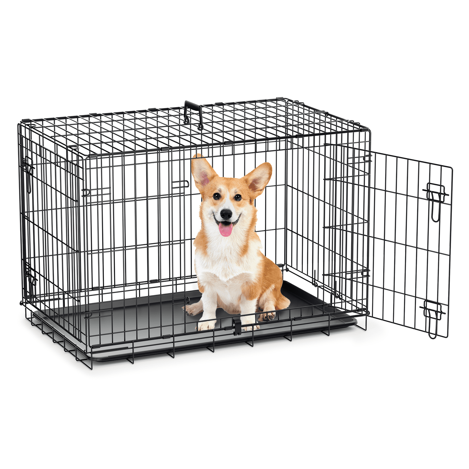 MoNiBloom 36" Metal Medium Durable Dog Crate Kennel, Folding Dog Cage 2 ...