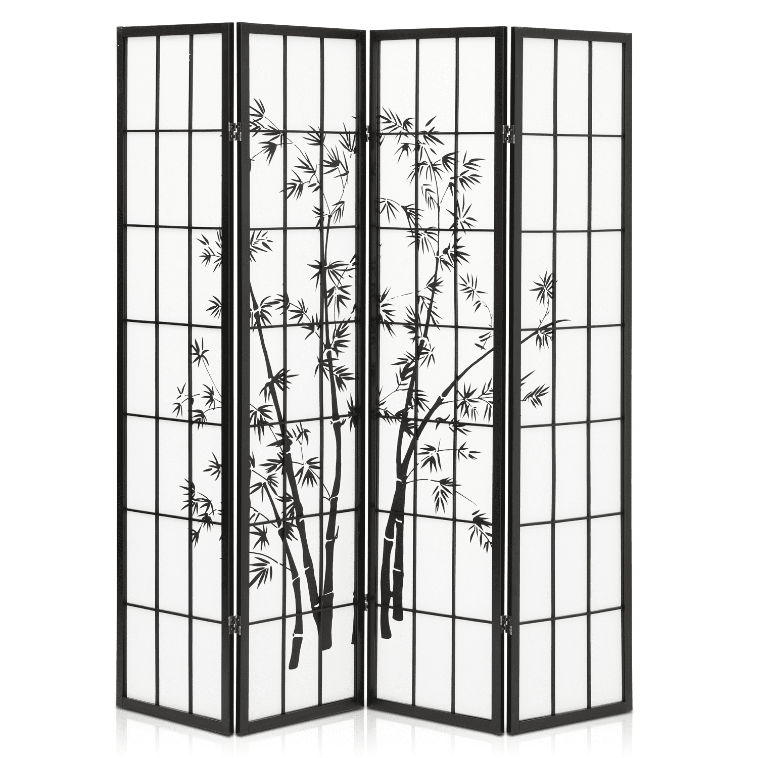 MoNiBloom Black Stand Alone 4 Panel Room Divider - 5.8ft Tall ...