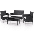 MoNiBloom 4 Piece Patio Furniture Set, Outdoor Wicker PE Rattan Garden ...
