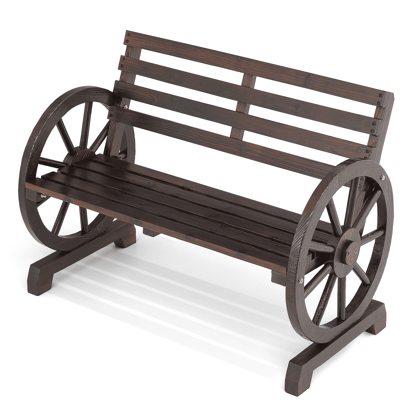MoNiBloom 41" Outdoor Wood Garden Bench, 2-Person Wooden Wagon Wheel ...