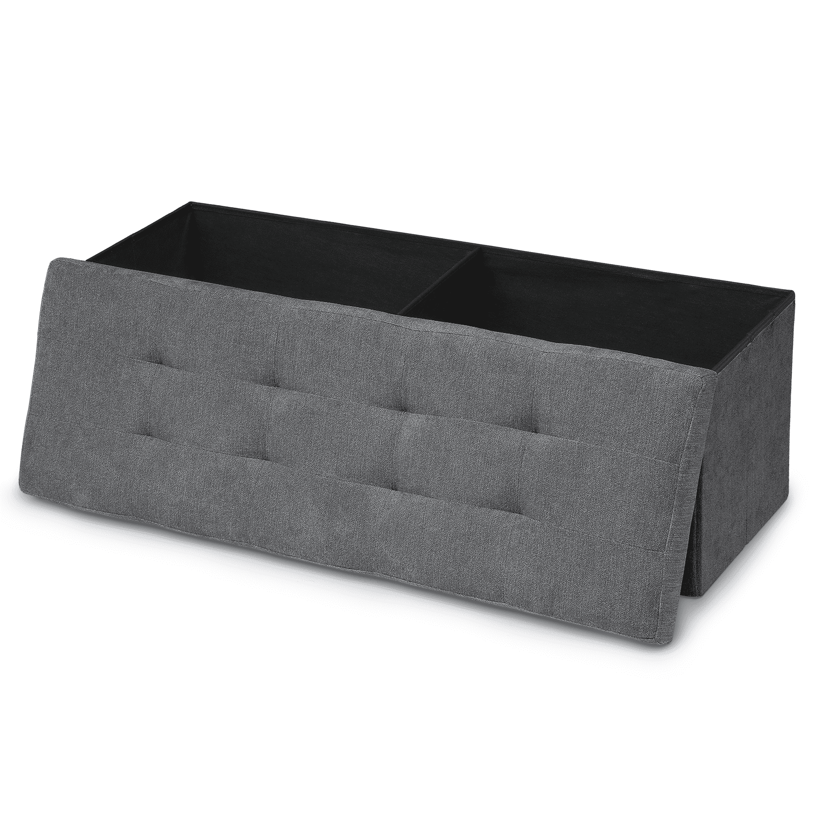 MoNiBloom 43" Collapsible Ottoman with Storage, Cotton-linen Storage ...