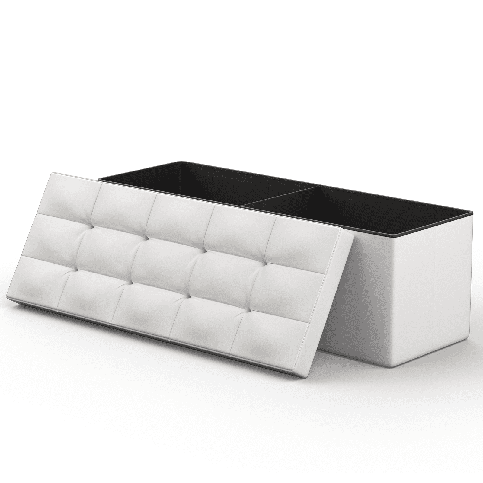 MoNiBloom 43" Collapsible Ottoman with Storage, PU Leather Storage ...