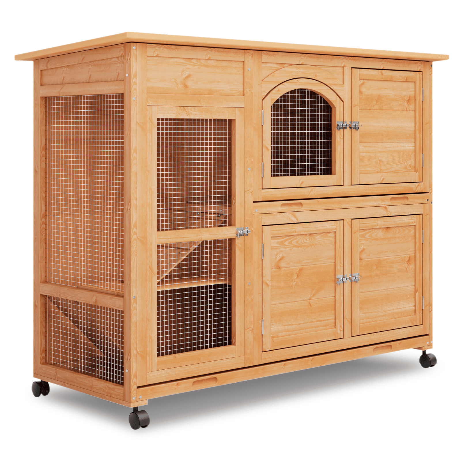 MoNiBloom 47.5" Wooden Rabbit Hutch, Guinea Pig House w/4 Wheels ...