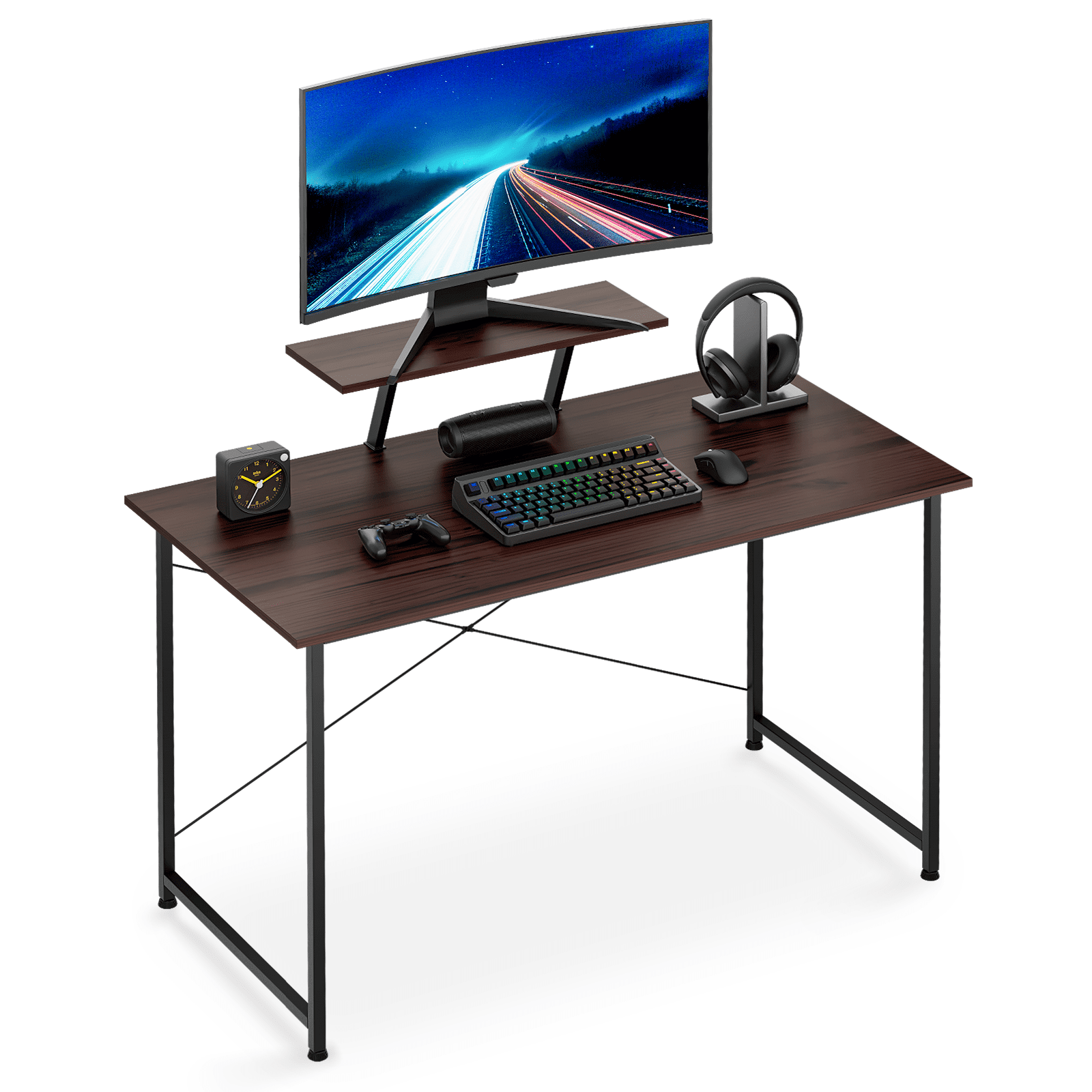 MoNiBloom 47 Inch Computer Desk with Monitor Stand, Modern Simple Style ...