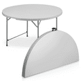 MoNiBloom 4FT Round Folding Table, Heavy Duty Plastic Portable Round ...
