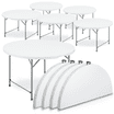 MoNiBloom Lightweight 10 Pack Round Folding Card Table, Heavy Duty for ...