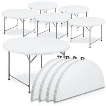Magshion 10 Pieces Round Bi-Folding Commercial Table, 4.5 Feet Portable ...