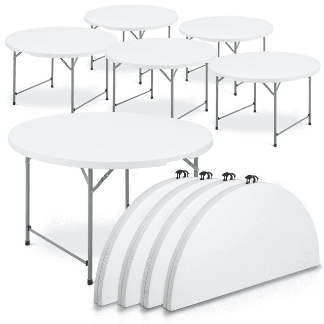 MoNiBloom 4Ft Portable Round Foldable Table Set of 10, Banquet Event ...