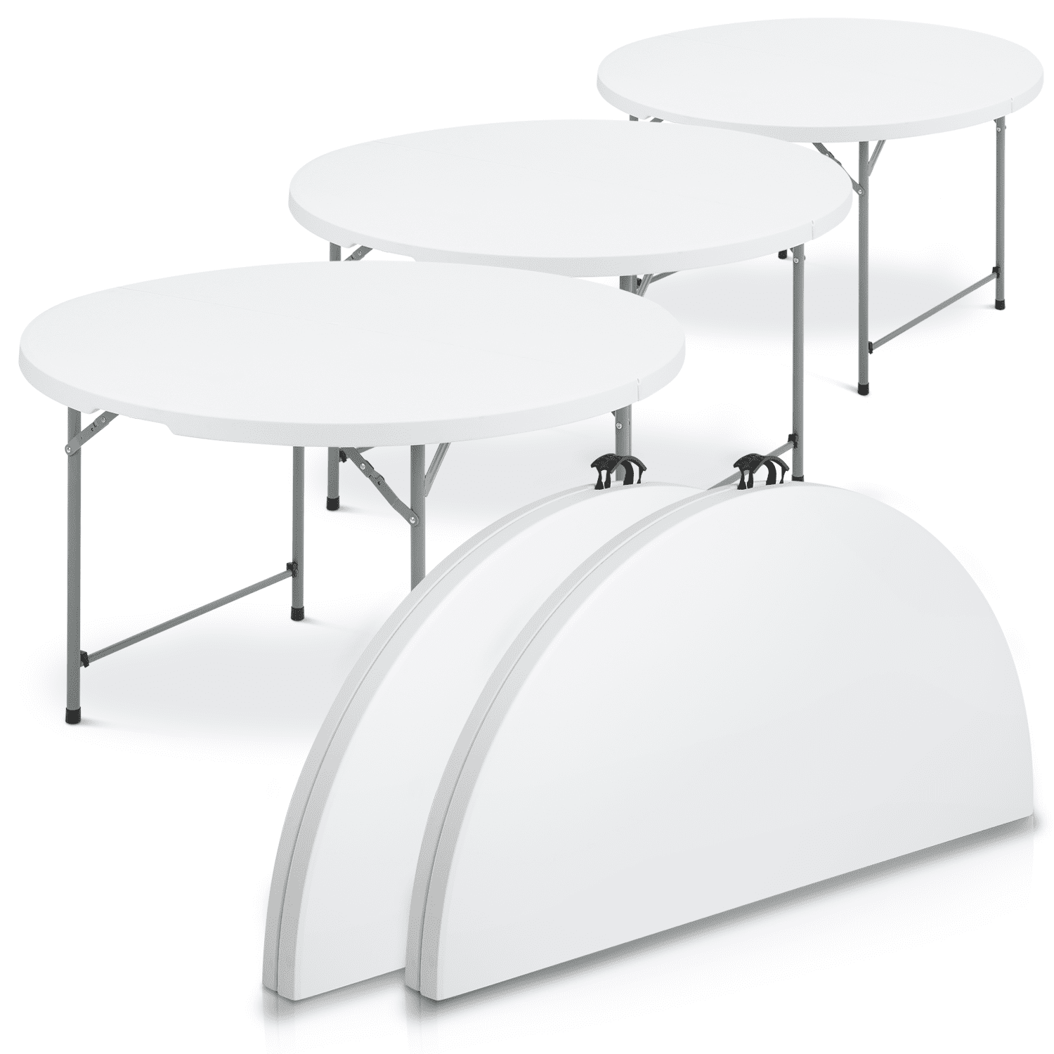 MoNiBloom 4Ft Portable Lightweight Folding Round Table, Set of 5, White ...