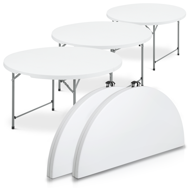 MoNiBloom 4Ft Portable Lightweight Folding Round Table, Set of 5, White ...