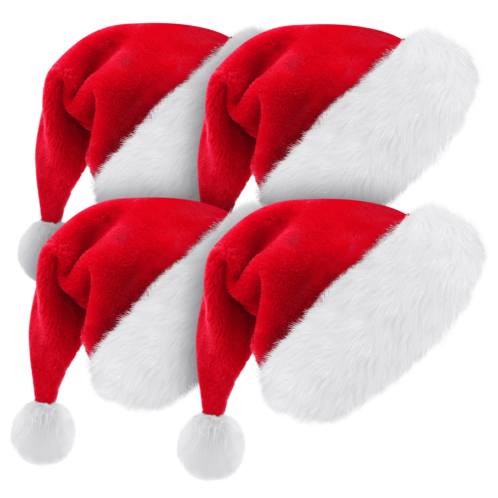 MoNiBloom 4Pcs Red Santa Claus Hat for Adults, Xmas Hats for Men ...