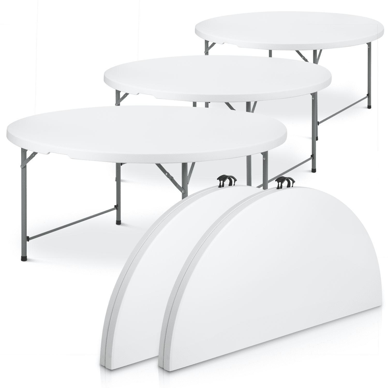 MoNiBloom 5.5Ft Folding Plastic Table 5 Pack, Heavy Duty Commercial ...