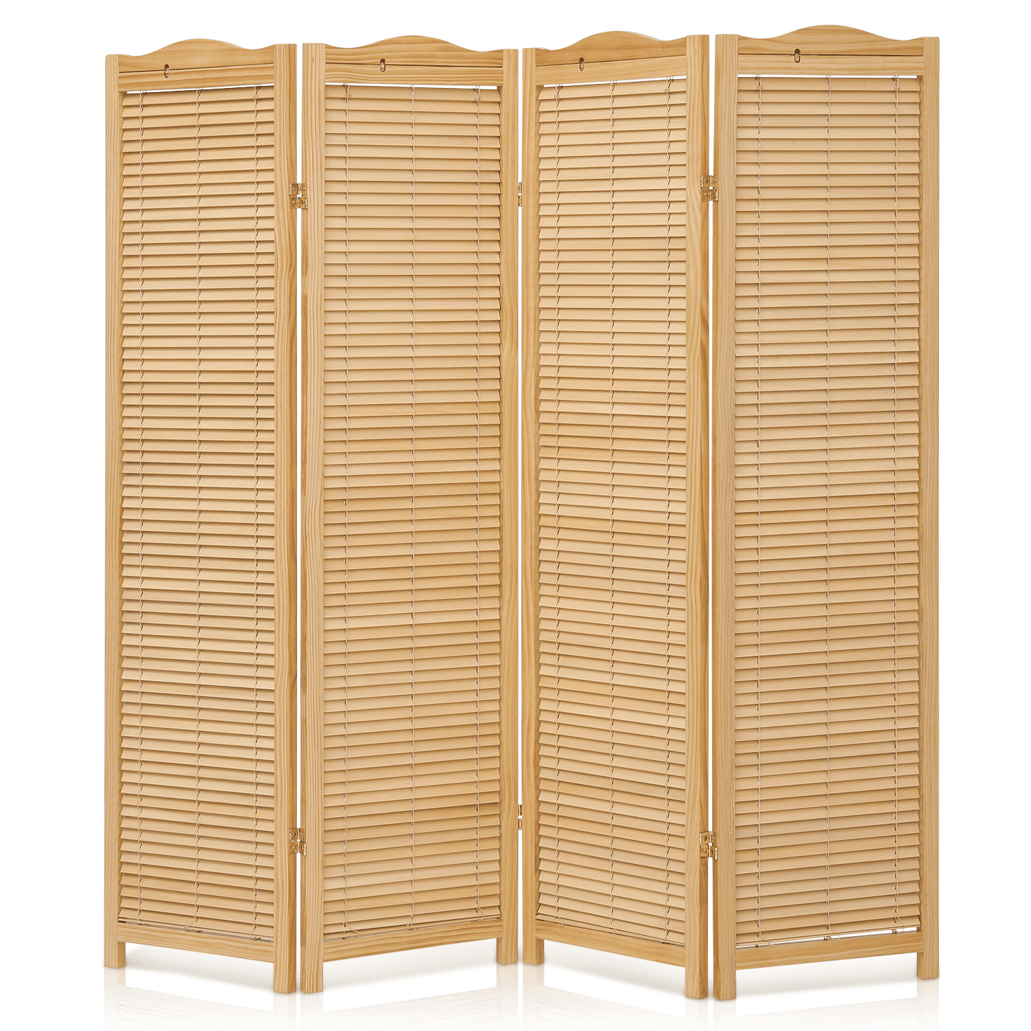 MoNiBloom 5.7 ft Folding Room Divider, 4 Panel Adjustable Shutter, Wood ...